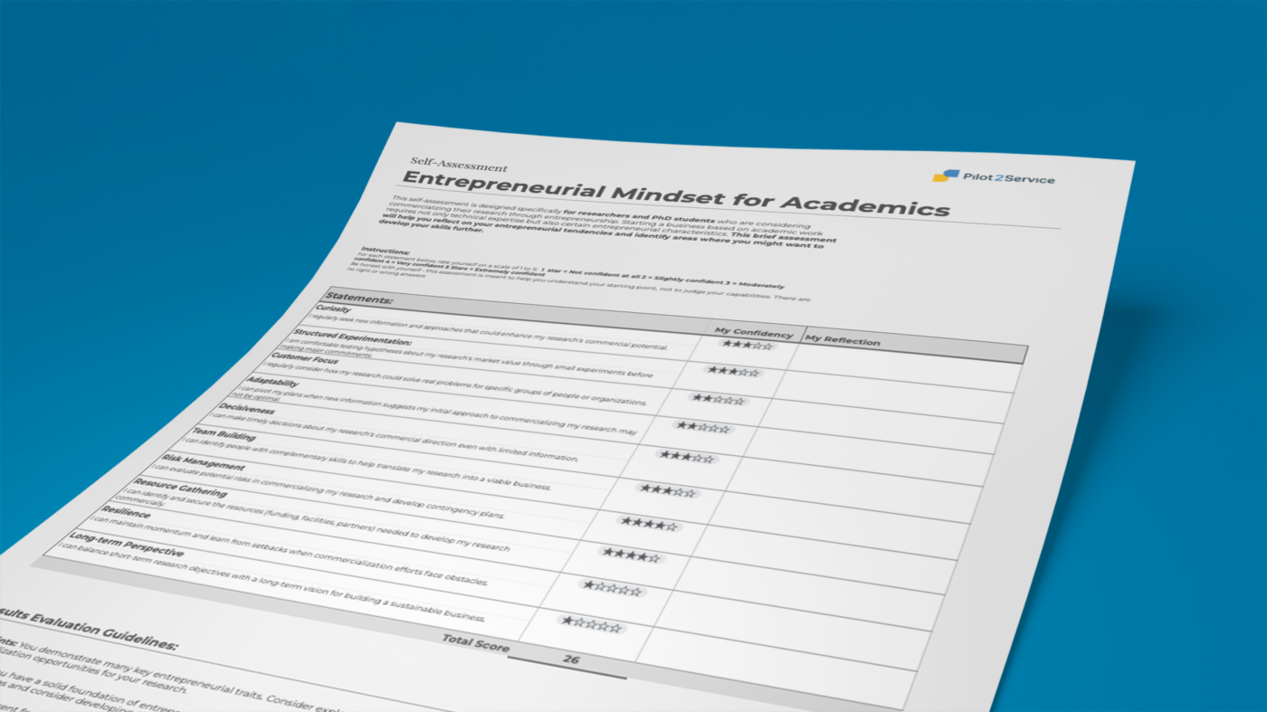 Entrepreneurial Mindset Test for Academics | Pilot2Service